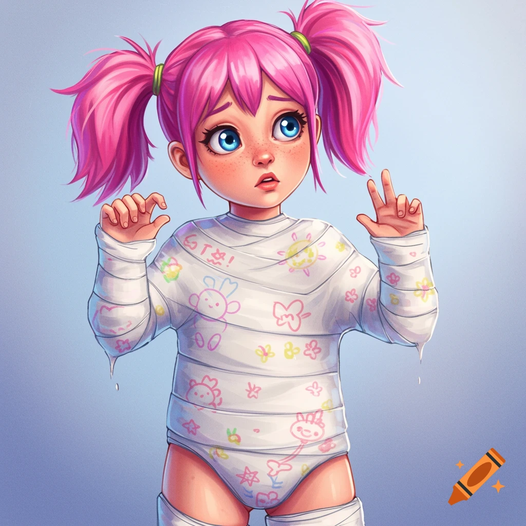 Girl in body cast on Craiyon