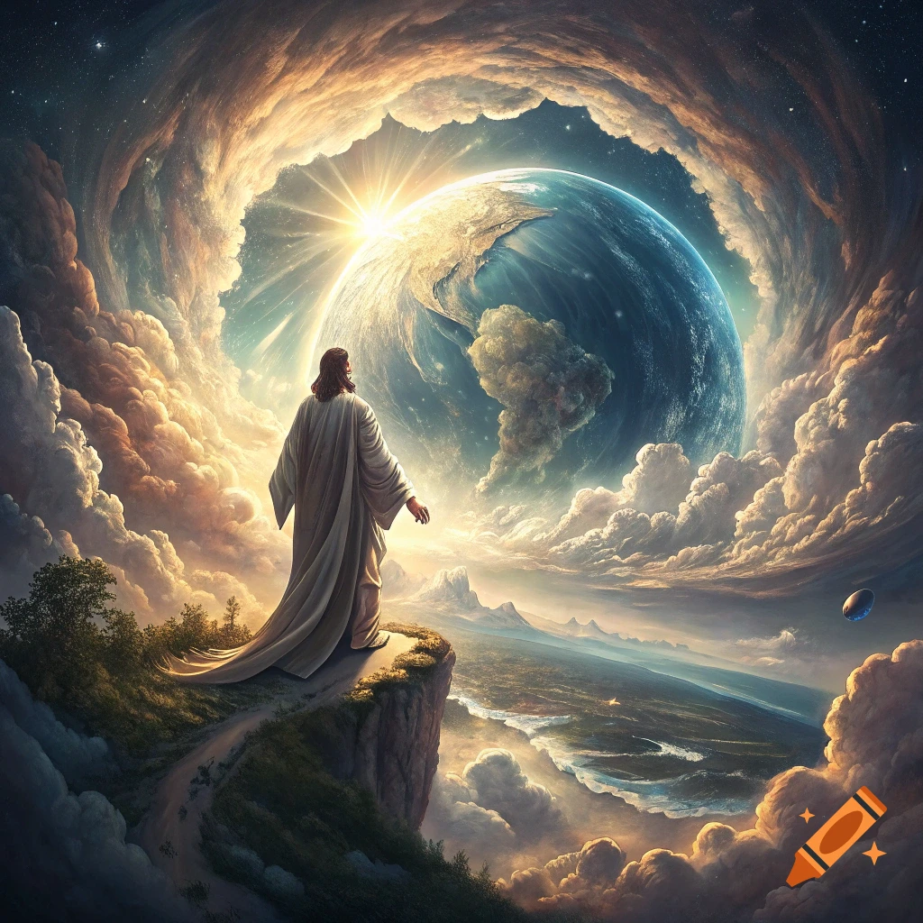 God creating the world on Craiyon