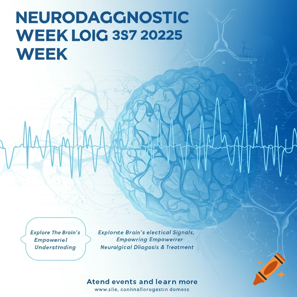 Poster for Neurodiagnostic Week 2025 with EEG theme on Craiyon