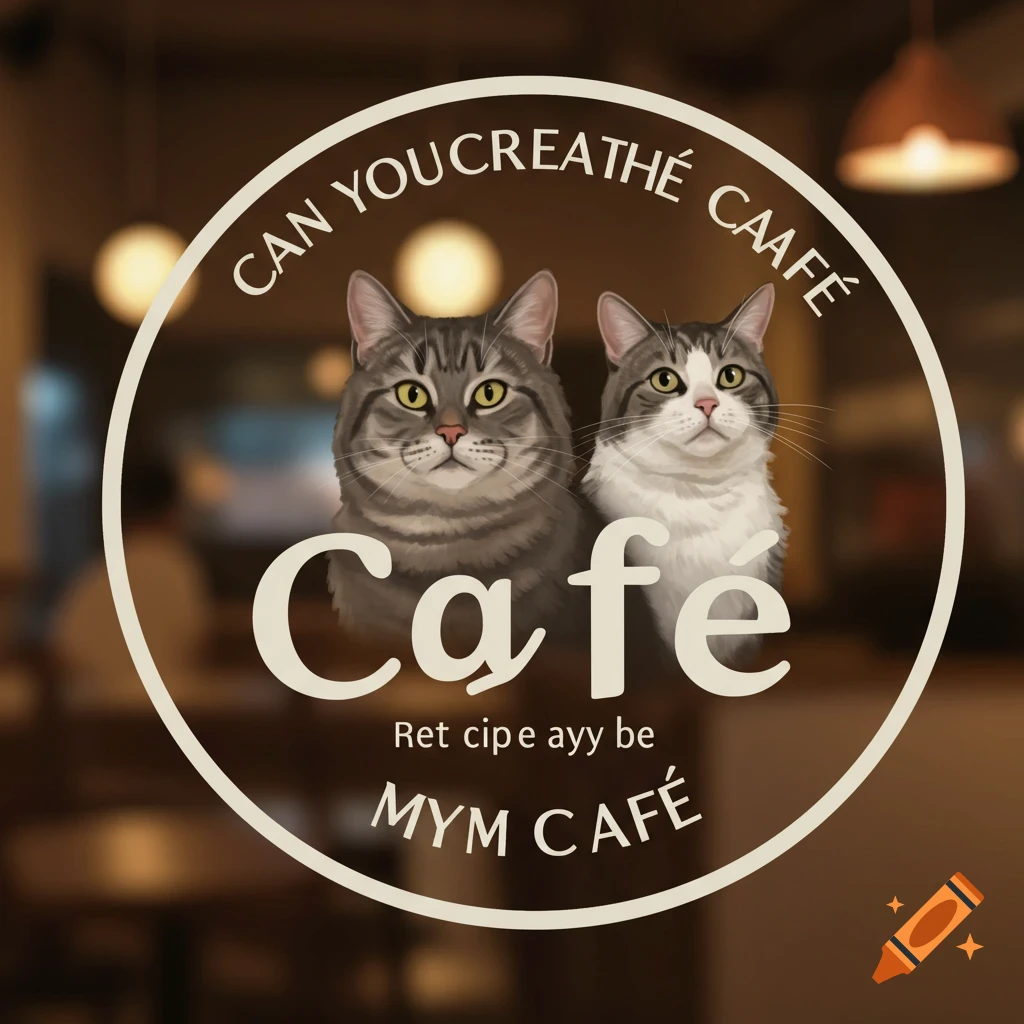 Cat cafe featuring a logo on Craiyon