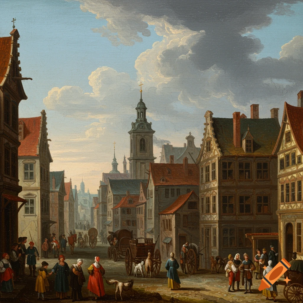 Historic painting of old buildings and urban scenery on Craiyon