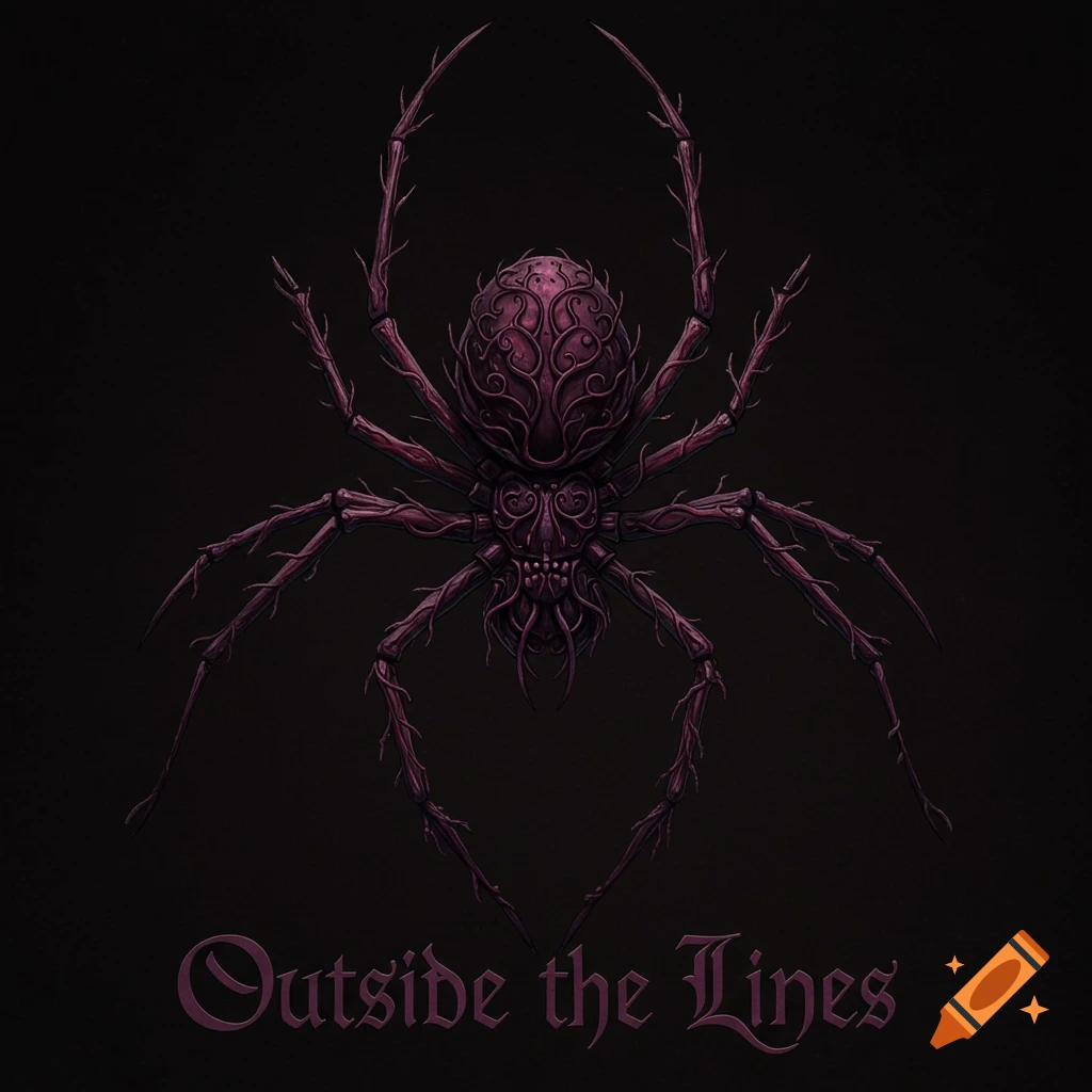 Outside the Lines band logo with gothic, seven-legged spider and vines ...