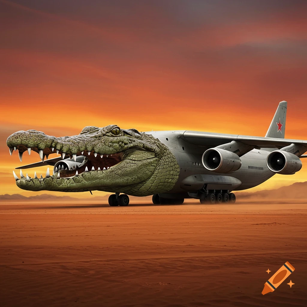 Antonov AN-124 Russian bomber plane with crocodile head on Craiyon