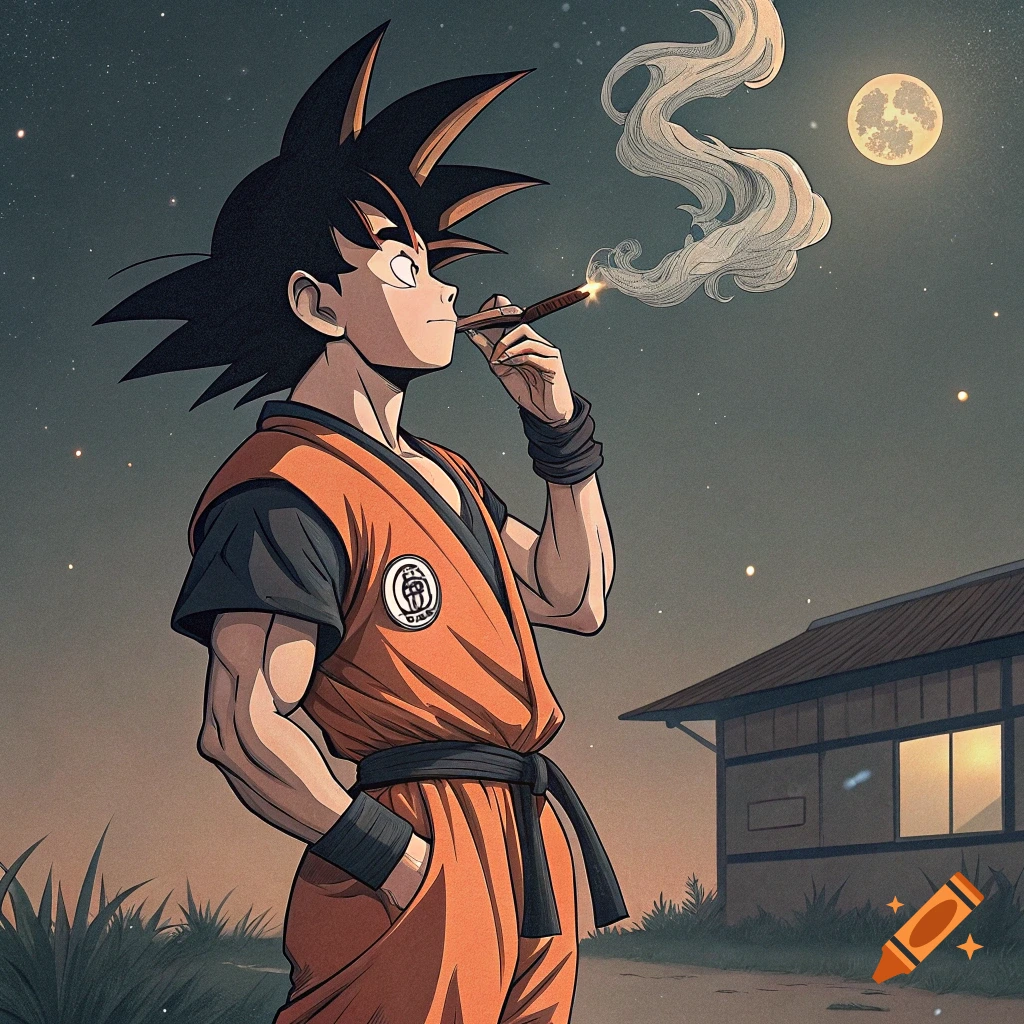 Goku smoking a cigar on Craiyon