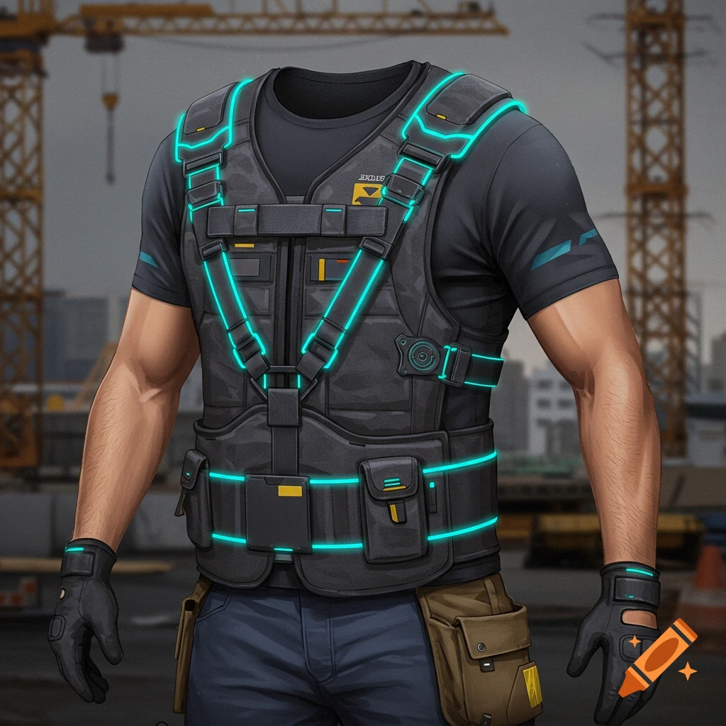 Construction worker strap vest for lifting and back pain relief on Craiyon