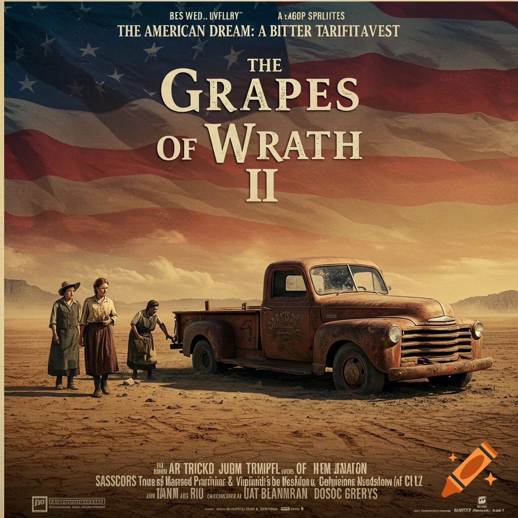 Movie poster for 'The Grapes Of Wrath II' about post-Trump tariff wars ...