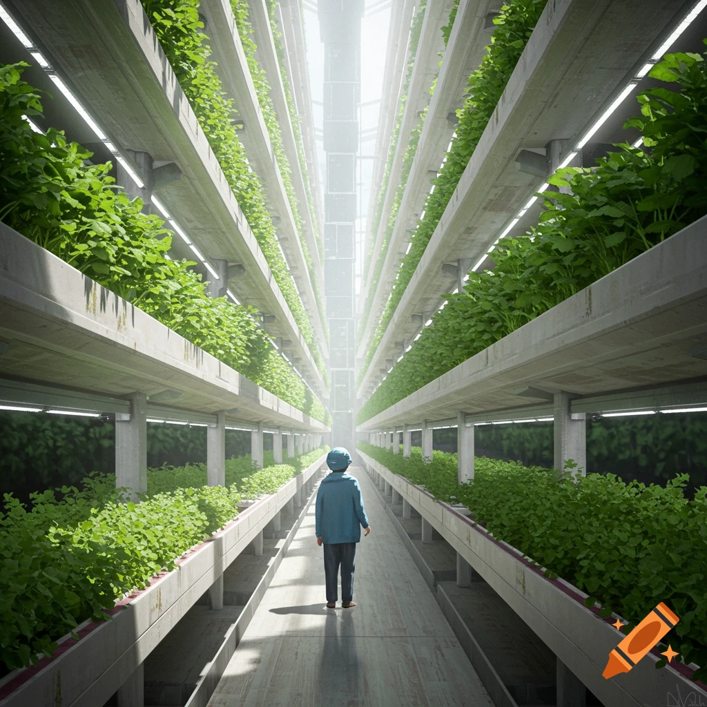 Futuristic vertical farm with sunlight on Craiyon