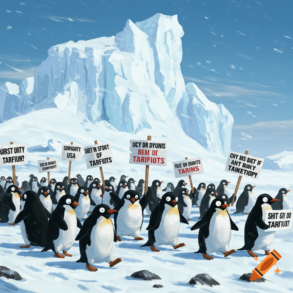Penguins protesting tariffs on Craiyon