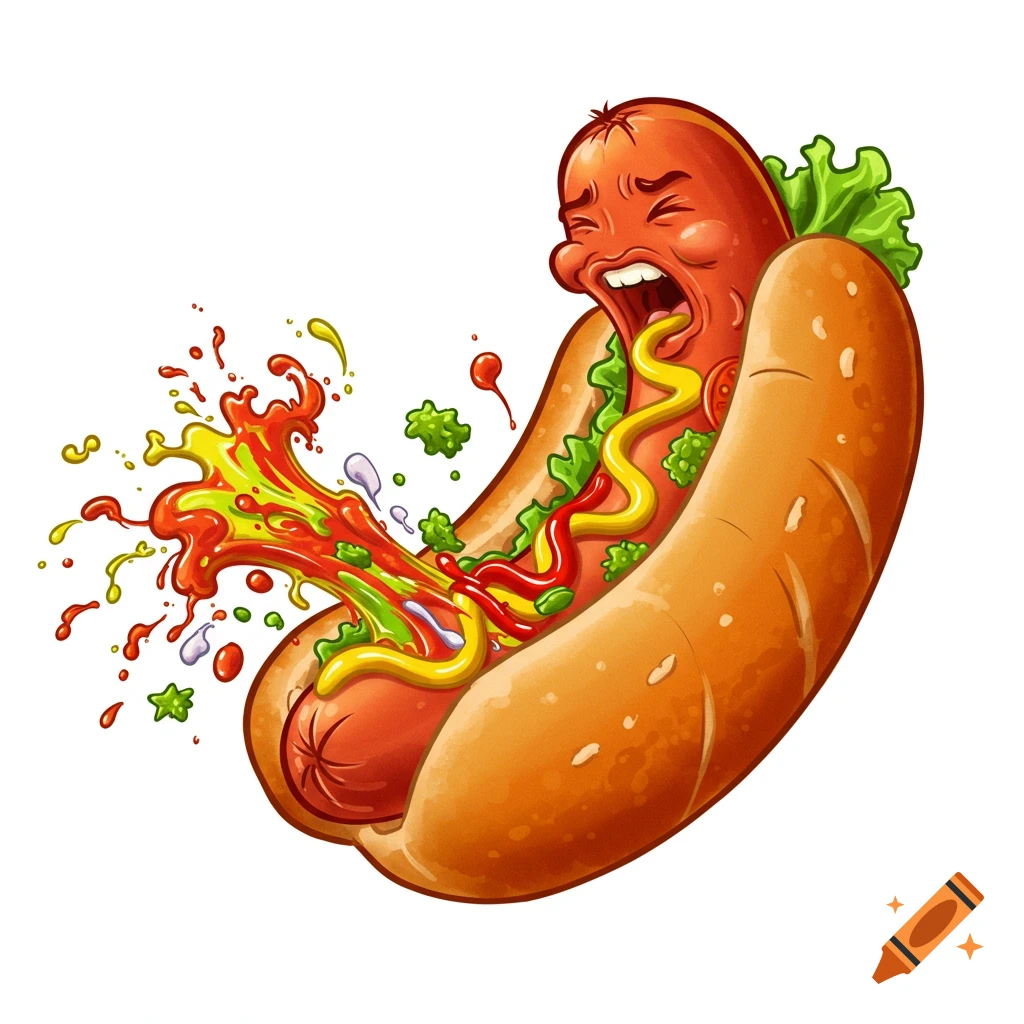 Hot dog throwing up on Craiyon