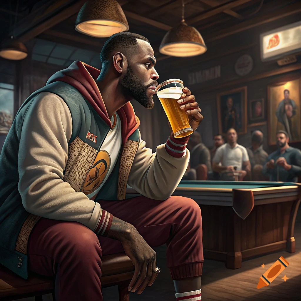 LeBron James wearing a coffee apron on Craiyon