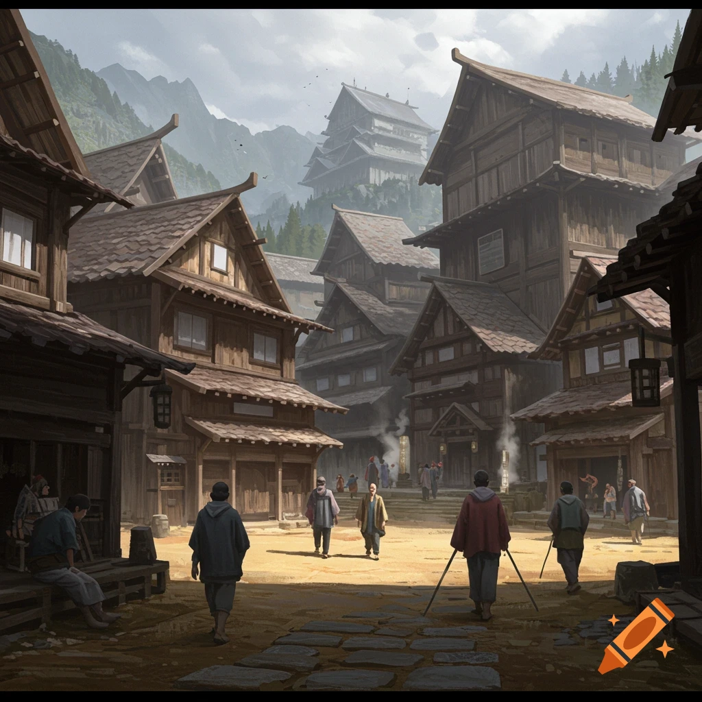 An isometric Dungeons & Dragons style map showing a multi-story Japanese-themed building with ...