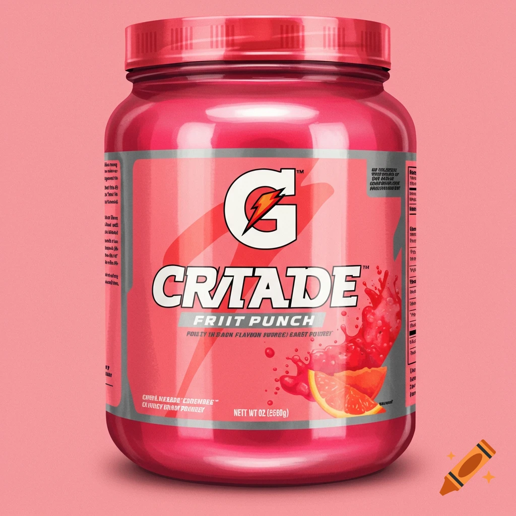 Creatine tub with Gatorade fruit punch flavor on Craiyon