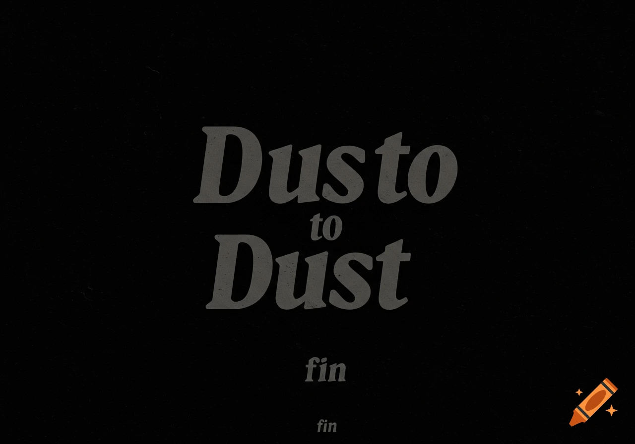 End film card with 'Dust to Dust' and 'fin' in western style on Craiyon