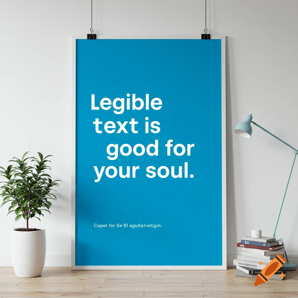Motivational poster with the phrase 'Legible text is good for your soul ...