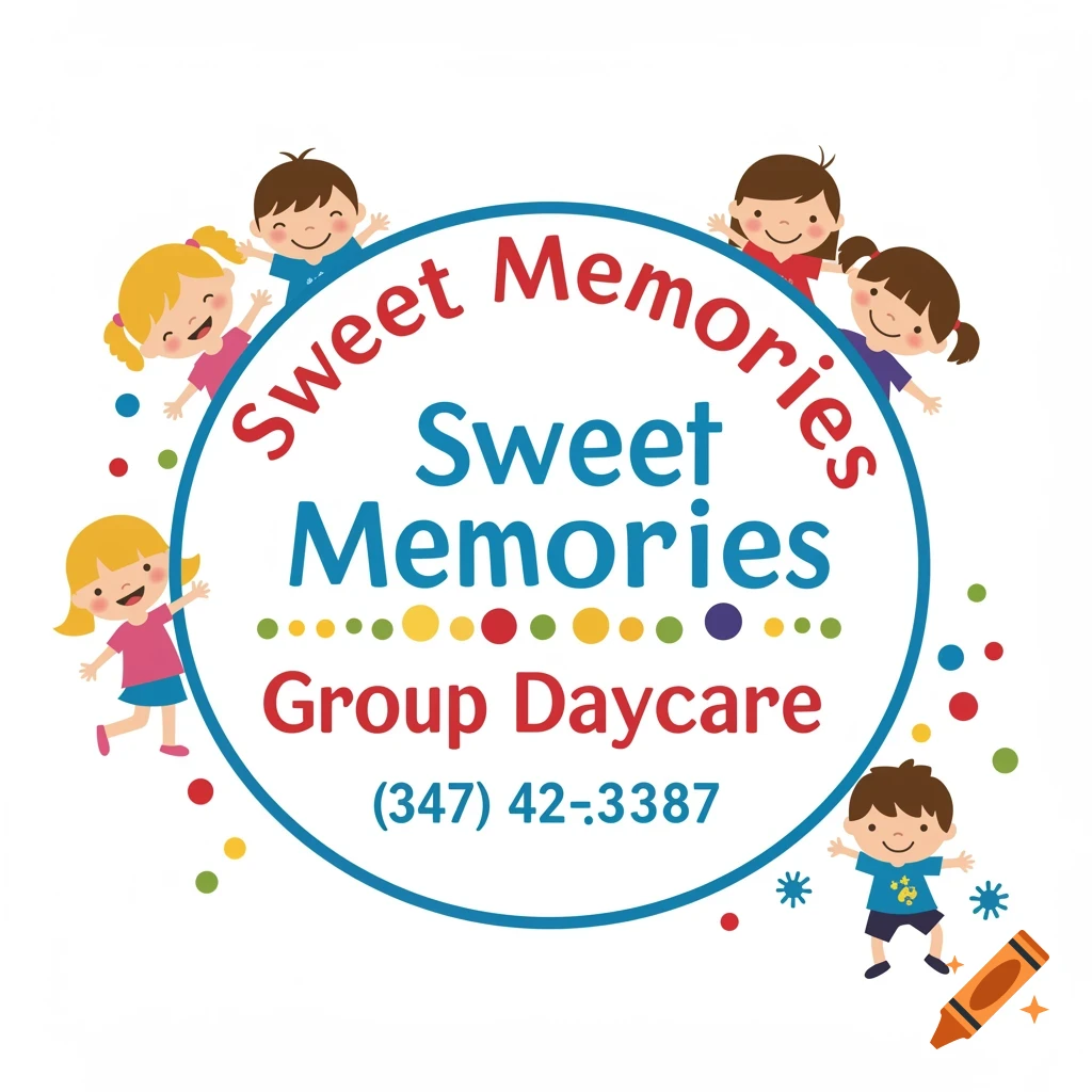 Daycare logo with children, featuring the text 'Sweet Memories Group ...