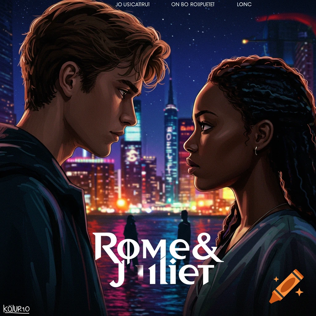 Modern Romeo and Juliet movie poster on Craiyon