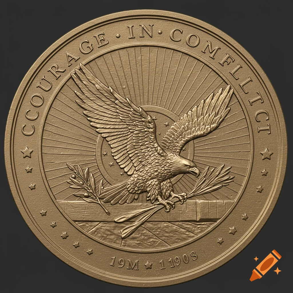 Design concept for a medal featuring an eagle and the inscription ...