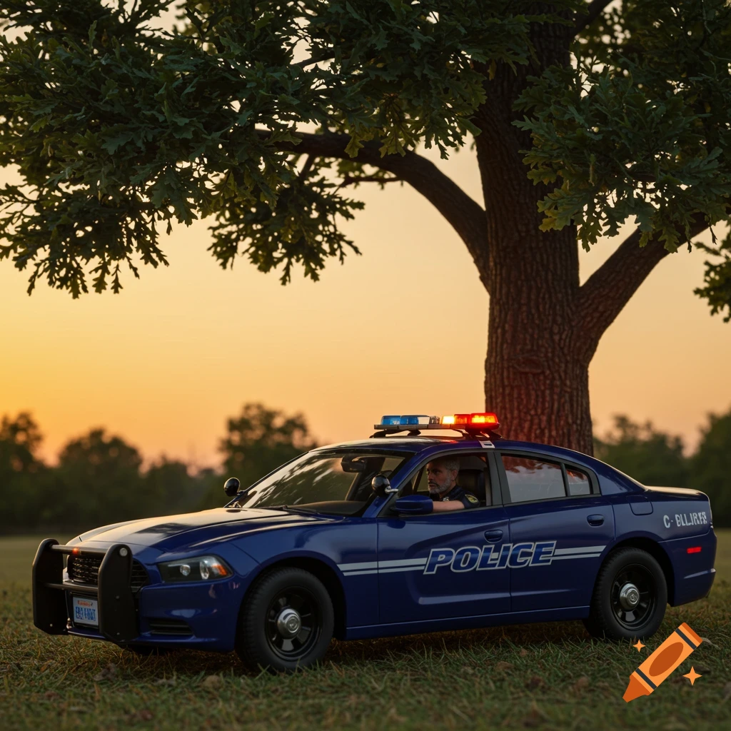 Police car with lights on on Craiyon