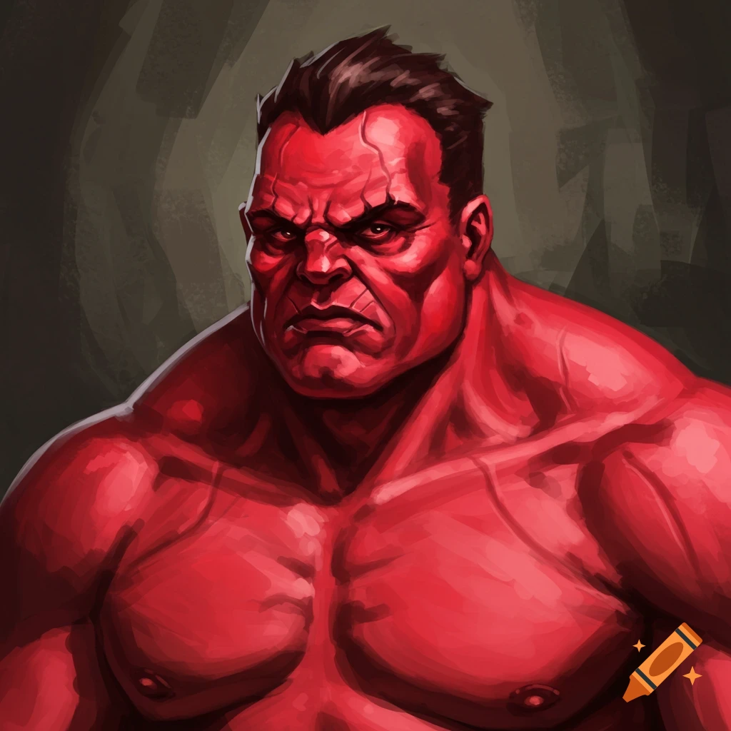 Stylized illustration of an angry, red-skinned old man with a white ...