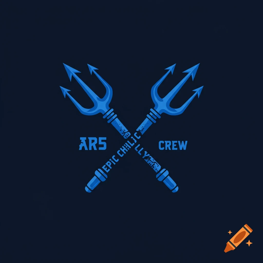Logo with crossing tridents, "AR5" and "Epic Chill Crew" on Craiyon