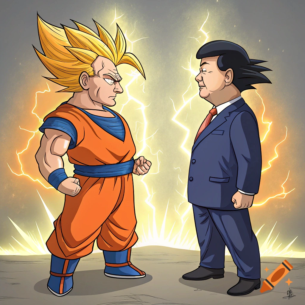 Trump as Goku vs Xi Jinping as Vegeta anime style on Craiyon