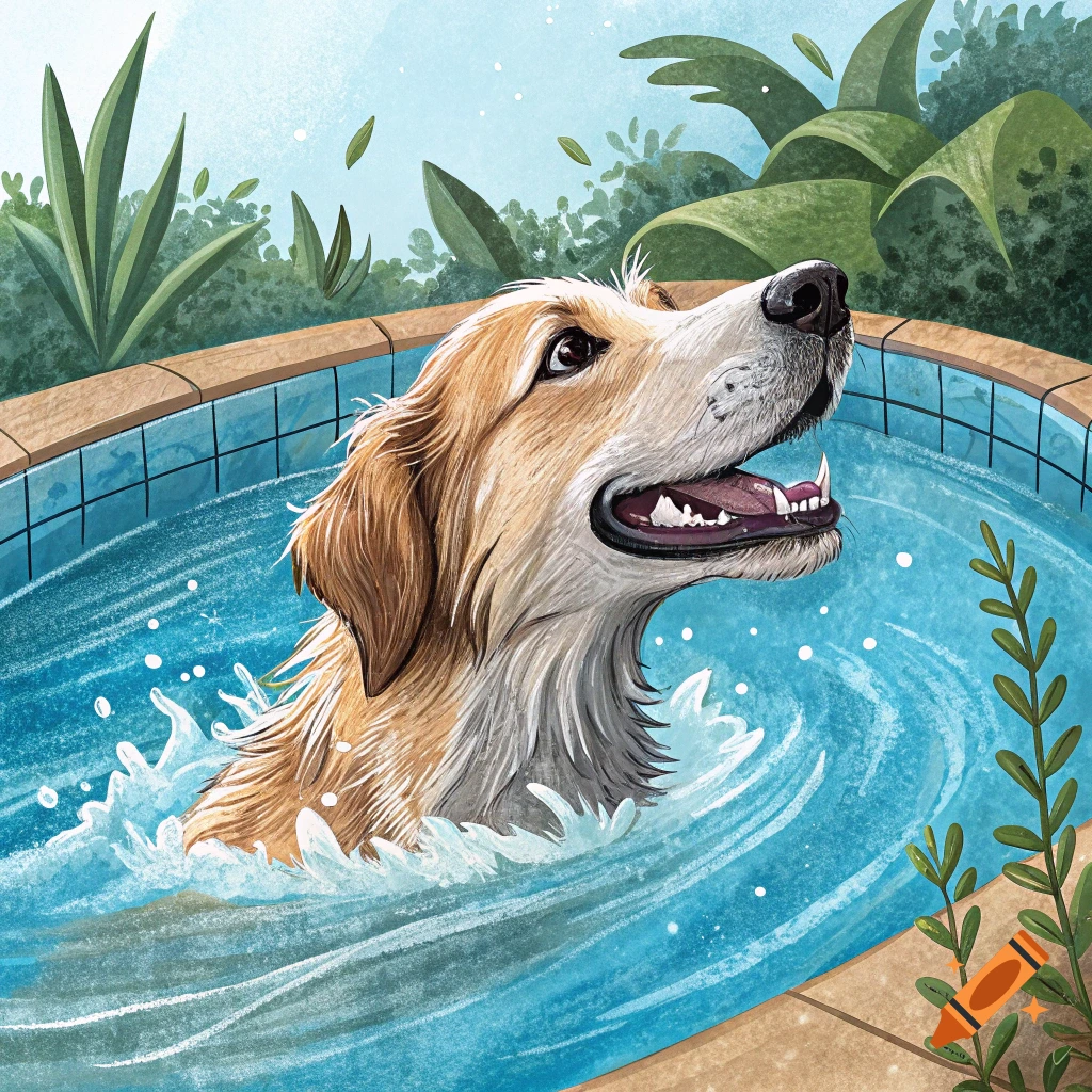 Dog swimming in a pool on Craiyon