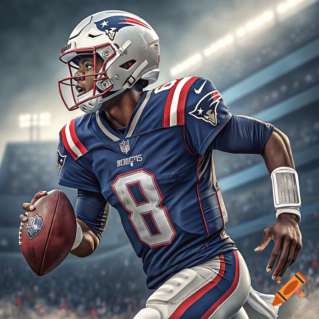 Lamar Jackson in a New England Patriots uniform on Craiyon