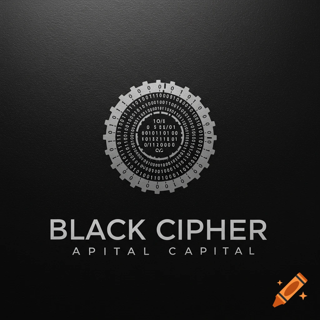 Black Cipher Capital trading firm logo with cipher wheel and binary ...