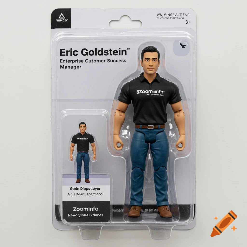 3D action figure of Eric Goldstein in blister package on Craiyon
