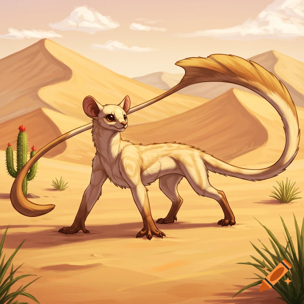 Desert animal with long limbs and thick tail on Craiyon