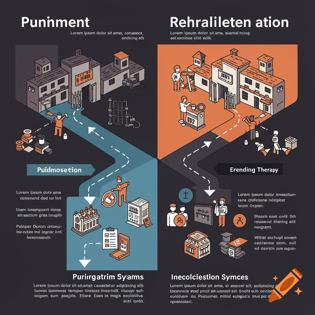 Infographic comparing punishment and rehabilitation in the prison ...