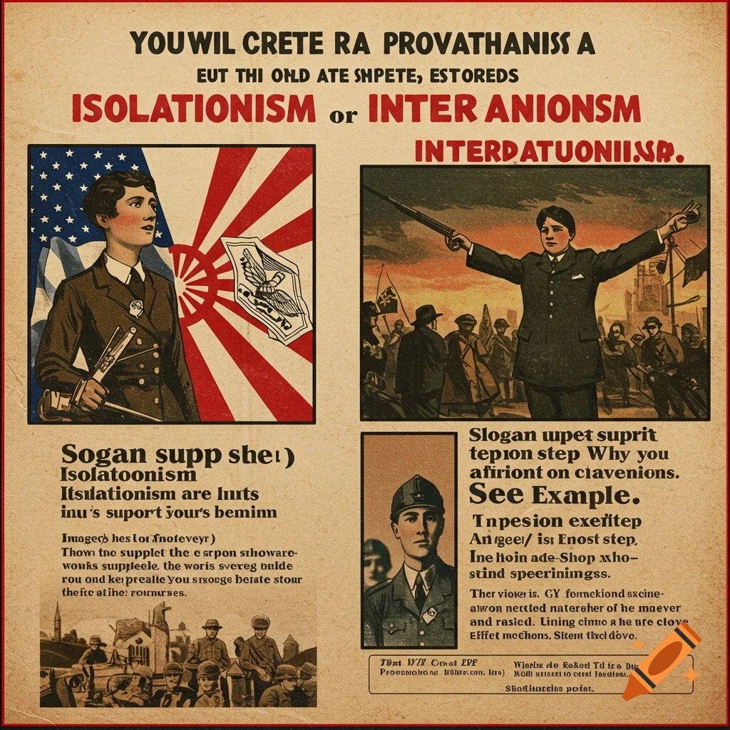 WWI Era propaganda poster promoting isolationism on Craiyon