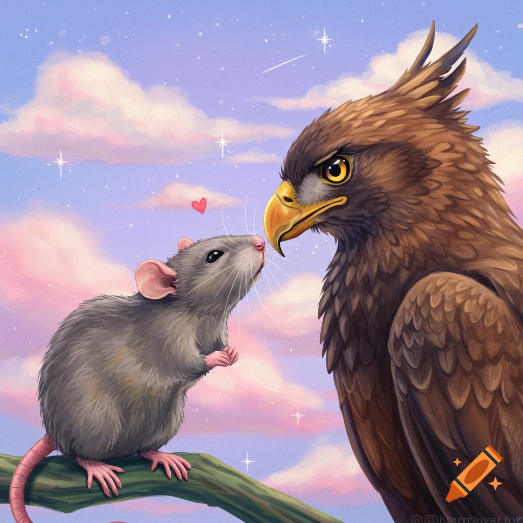 Rat and eagle kissing on Craiyon