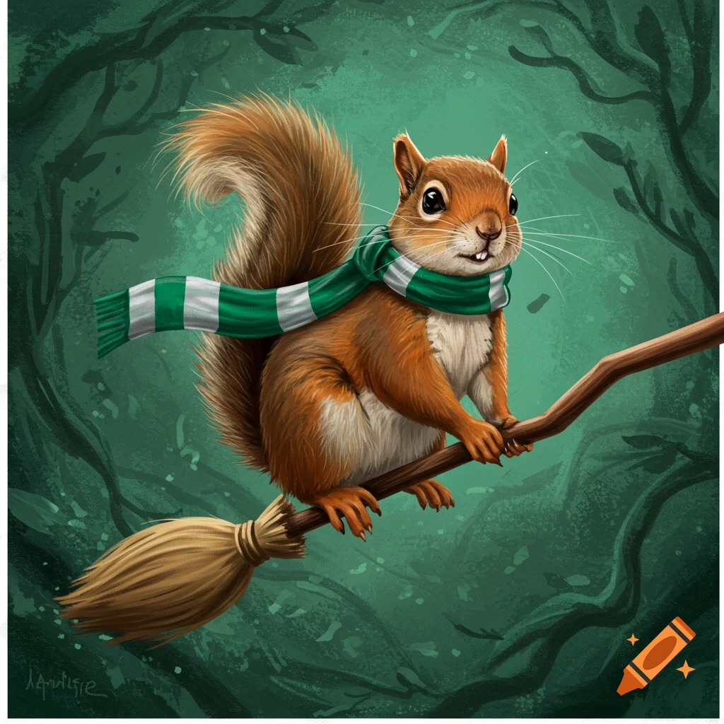 Cartoon illustration of a screaming squirrel surrounded by flying ...