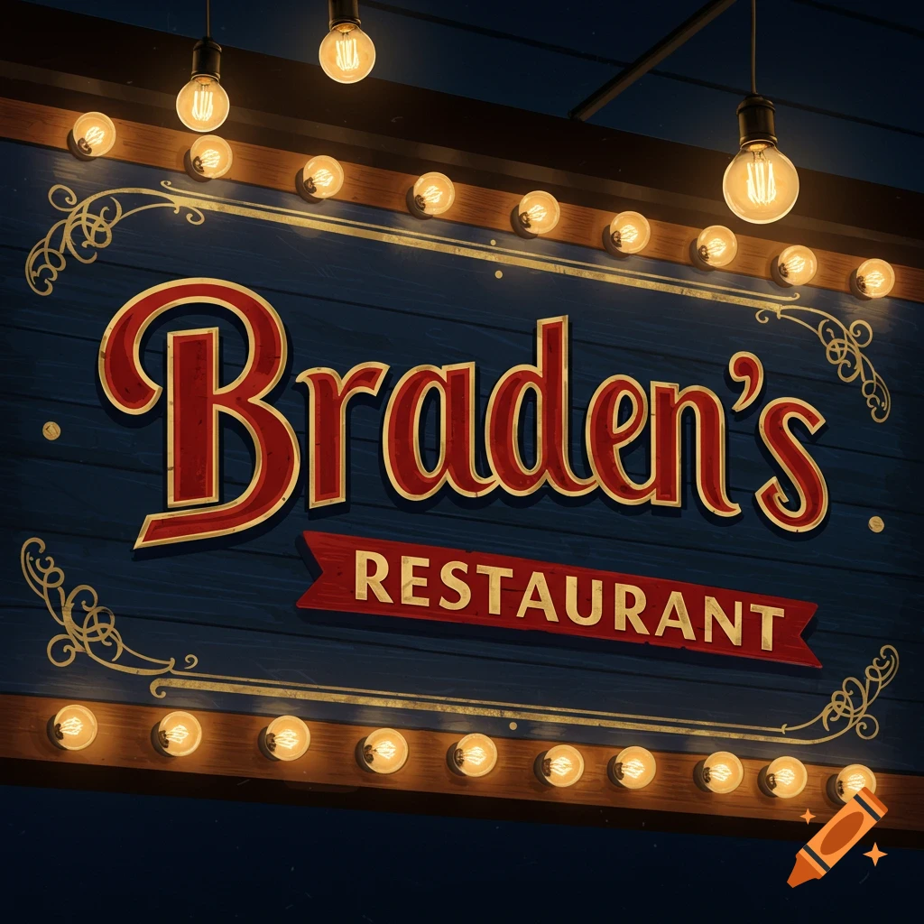 A vintage-style sign for Currybee's Indian Cuisine with three bees ...