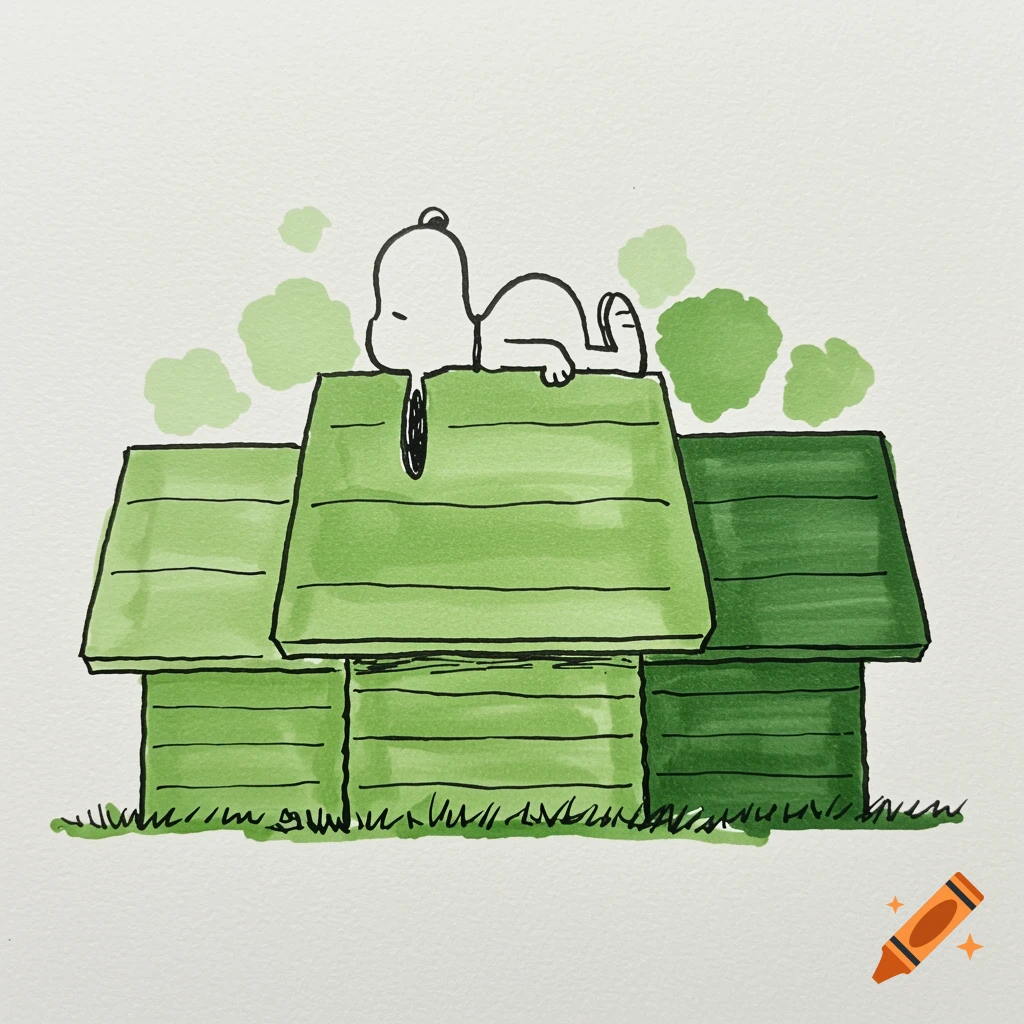Snoopy's house in different shades drawing on Craiyon