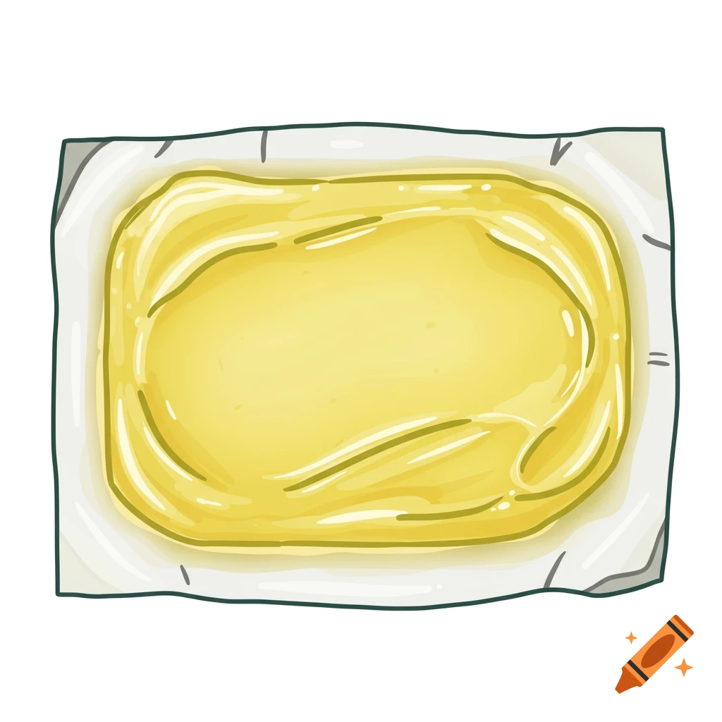 Vector illustration of a pad of butter in a wrapper. on Craiyon