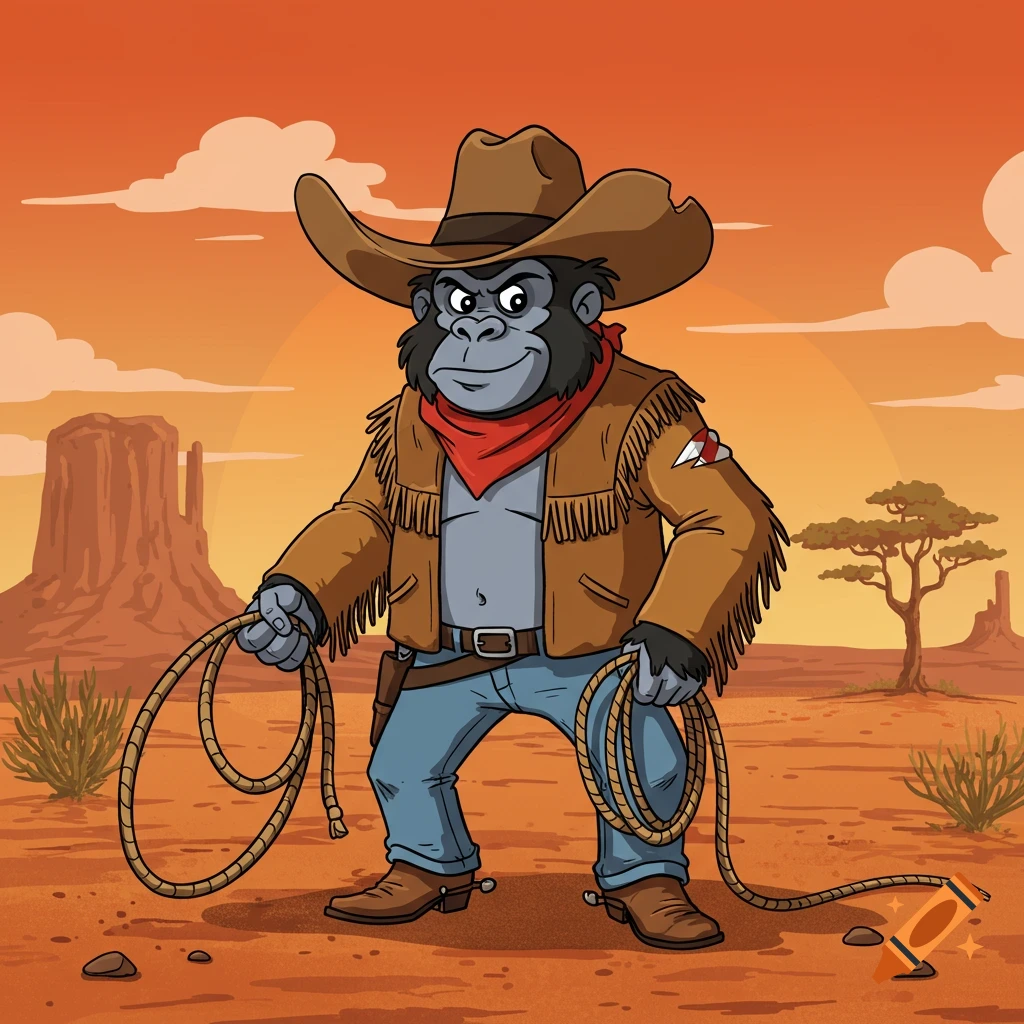 Tracy the Gorilla from Filmation's Ghostbusters as a cowboy on Craiyon