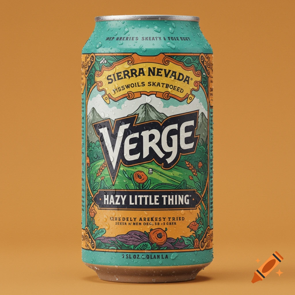 Sierra Nevada Hazy Little Thing beer with Verge Skateboards logo on Craiyon
