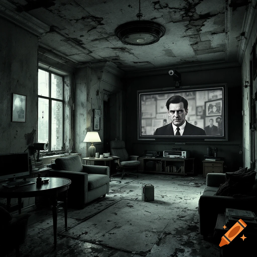 3D rendering of Winston's apartment from 1984, Victory Mansions ...