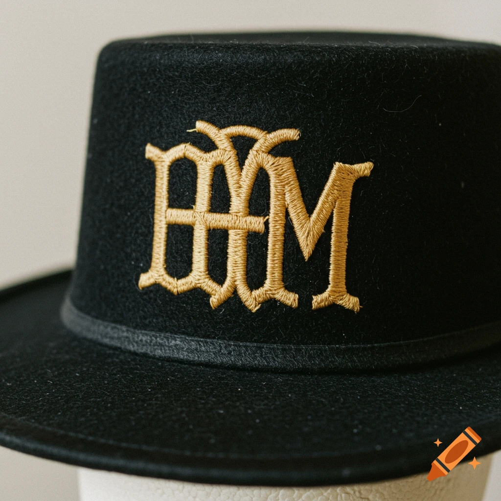 HM letters on a derby hat on Craiyon