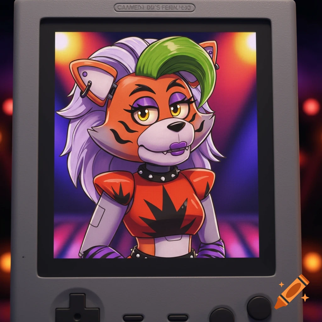 Roxanne Wolf from Five Nights at Freddy's sitting in a barber's chair ...