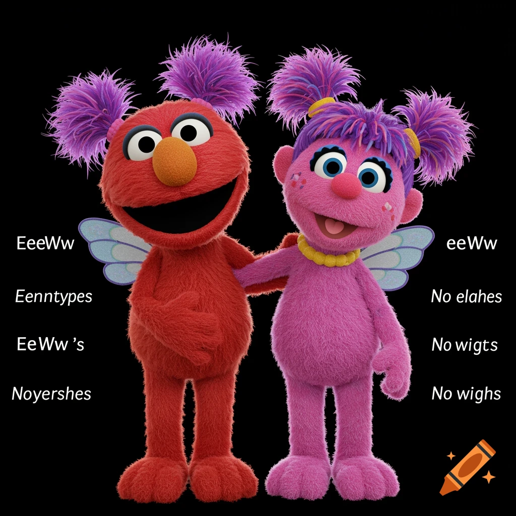 Elmo and Abby's kids from Sesame Street with different eyelashes and ...