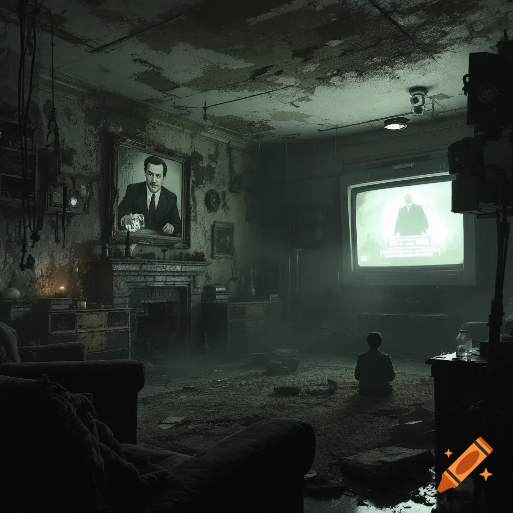 3D rendering of Winston's apartment from 1984, Victory Mansions ...