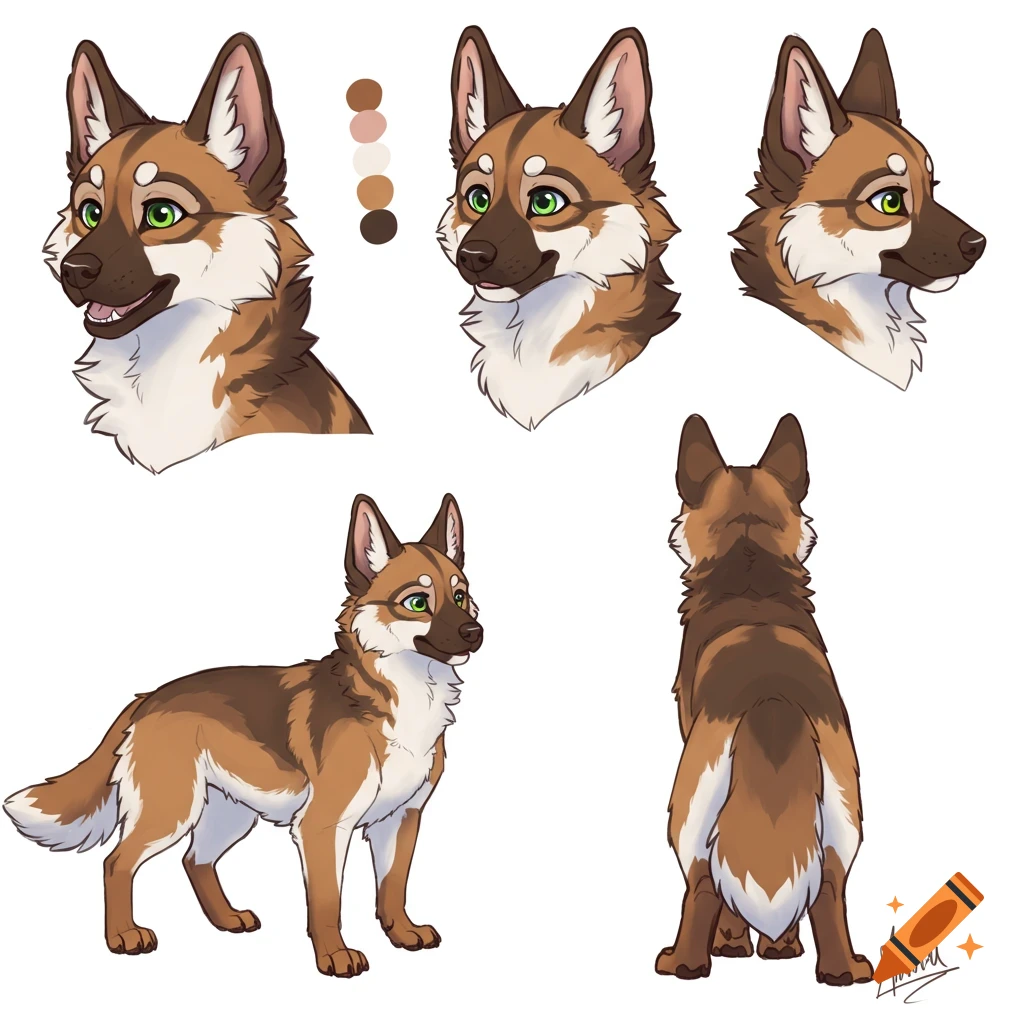 Furry pup reference sheet on Craiyon