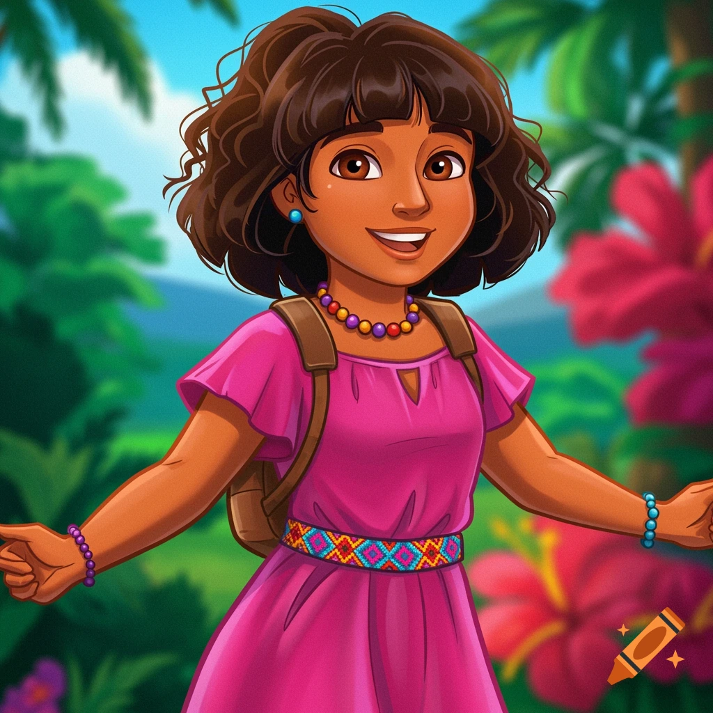 A cartoon woman flexes her arm while a child draws her posing in an art ...