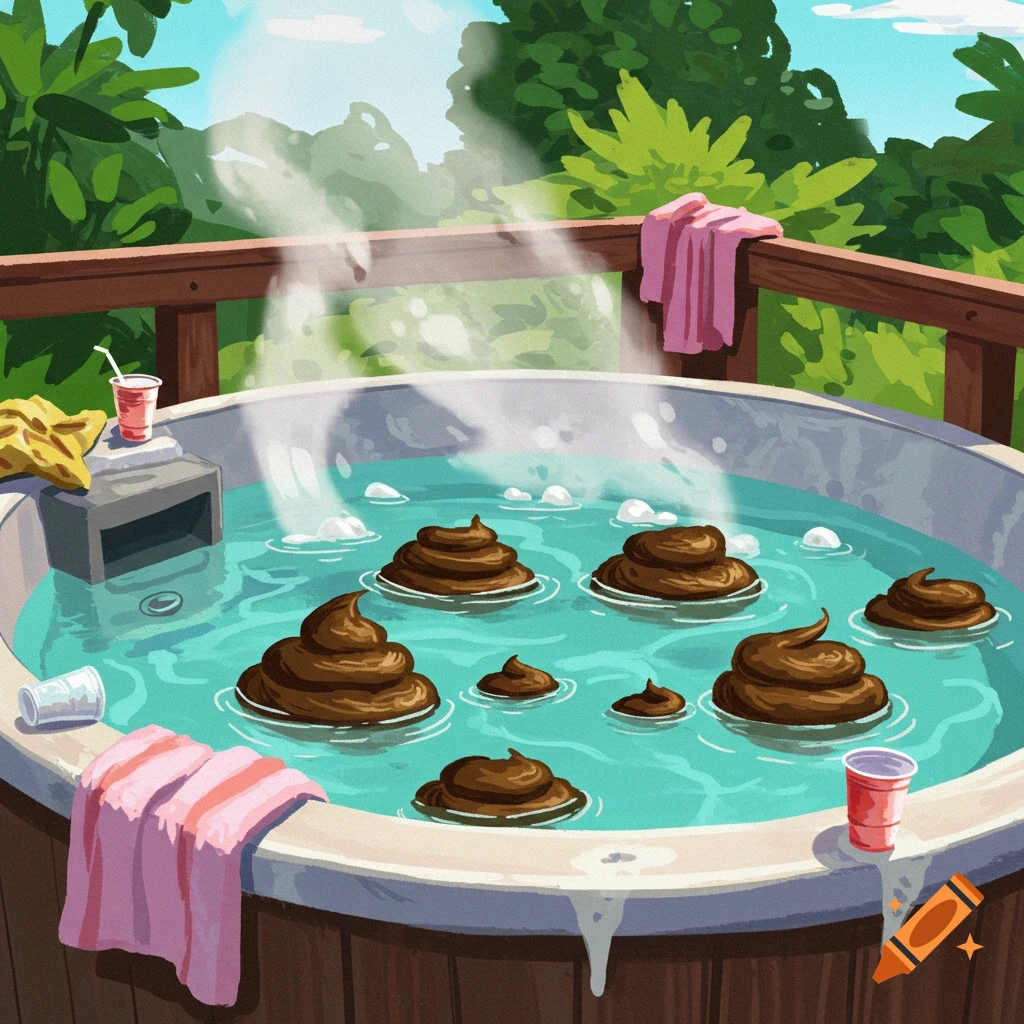 Realistic Depiction of Horse Poop in a Hot Tub created on Craiyon