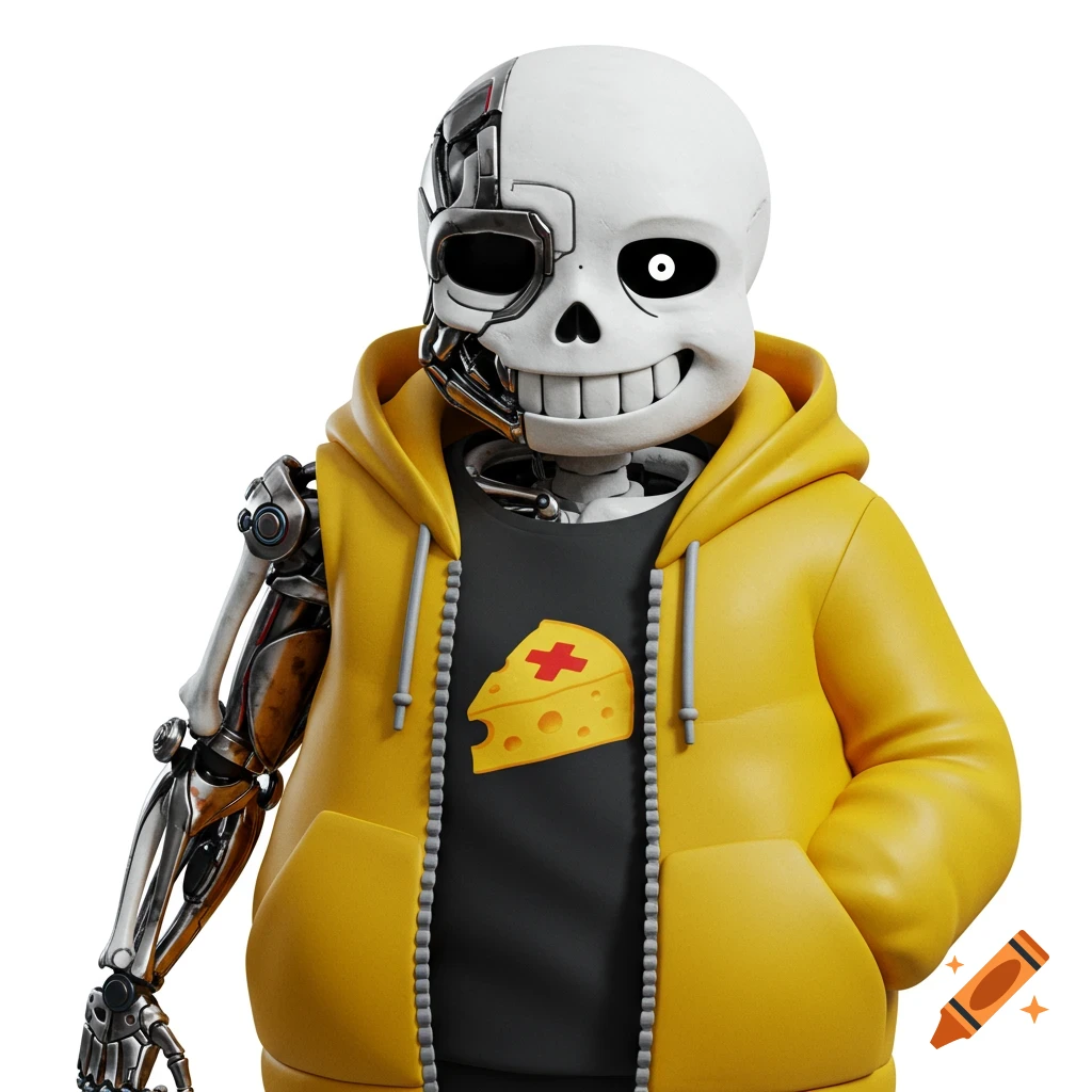 3d render of head of Sans Undertale with Blue top hat on Craiyon
