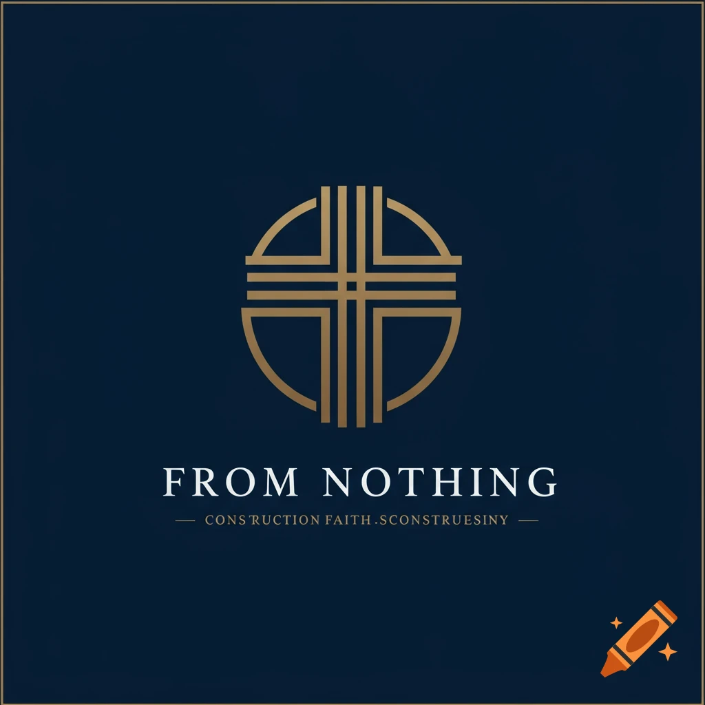Logo for a construction faith-based company named 'From Nothing' on Craiyon