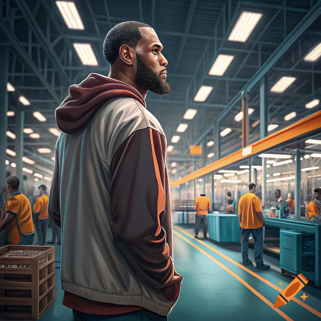 LeBron James wearing a coffee apron on Craiyon